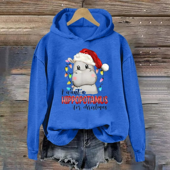 Christmas Sweatshirts Lady I Want To Do A Hippo with A Tops All The ...