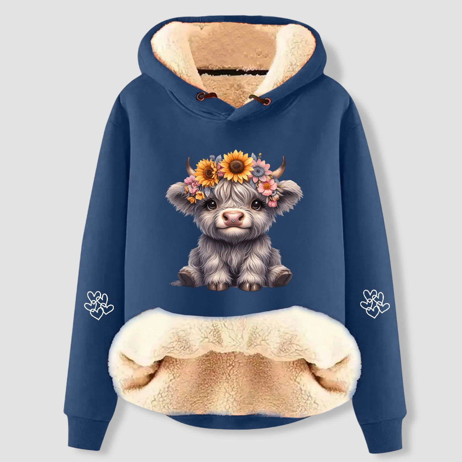 Christmas Sweatshirts for Women 2025 Cute Cow Print Fleece Lined Tops ...