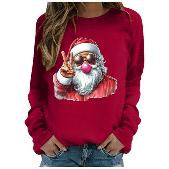 Christmas Sweatshirts Women 2025 Ladies Santa Claus Ladies Fashion ...