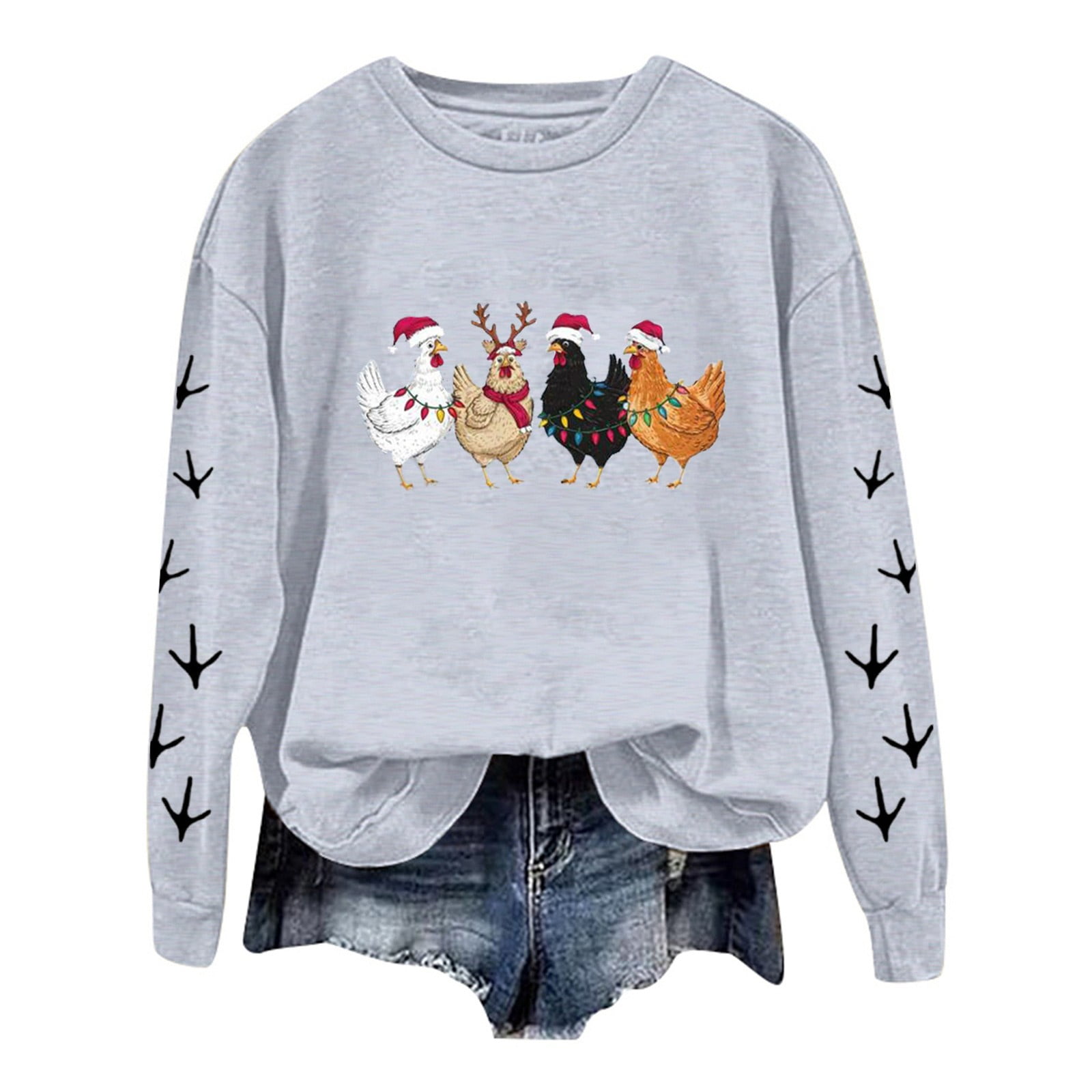 Christmas Sweatshirts for Women Cute Funny Xmas Chick Graphic Long ...