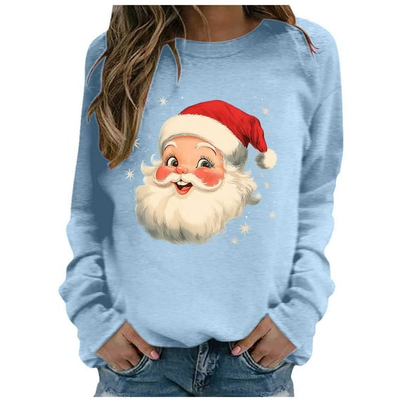 Christmas Sweatshirts Women Ladies Santa Claus Ladies Fashion Christmas ...