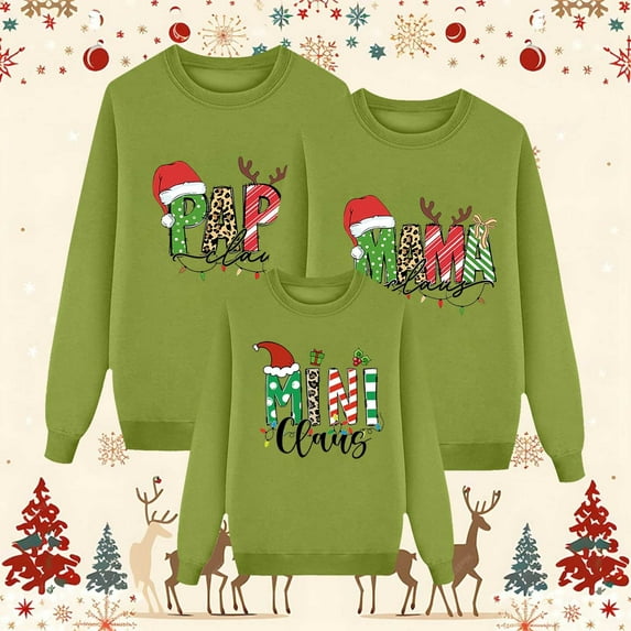 Christmas Sweatshirts for Family Funny Xmas Letter Graphic Crew Neck ...