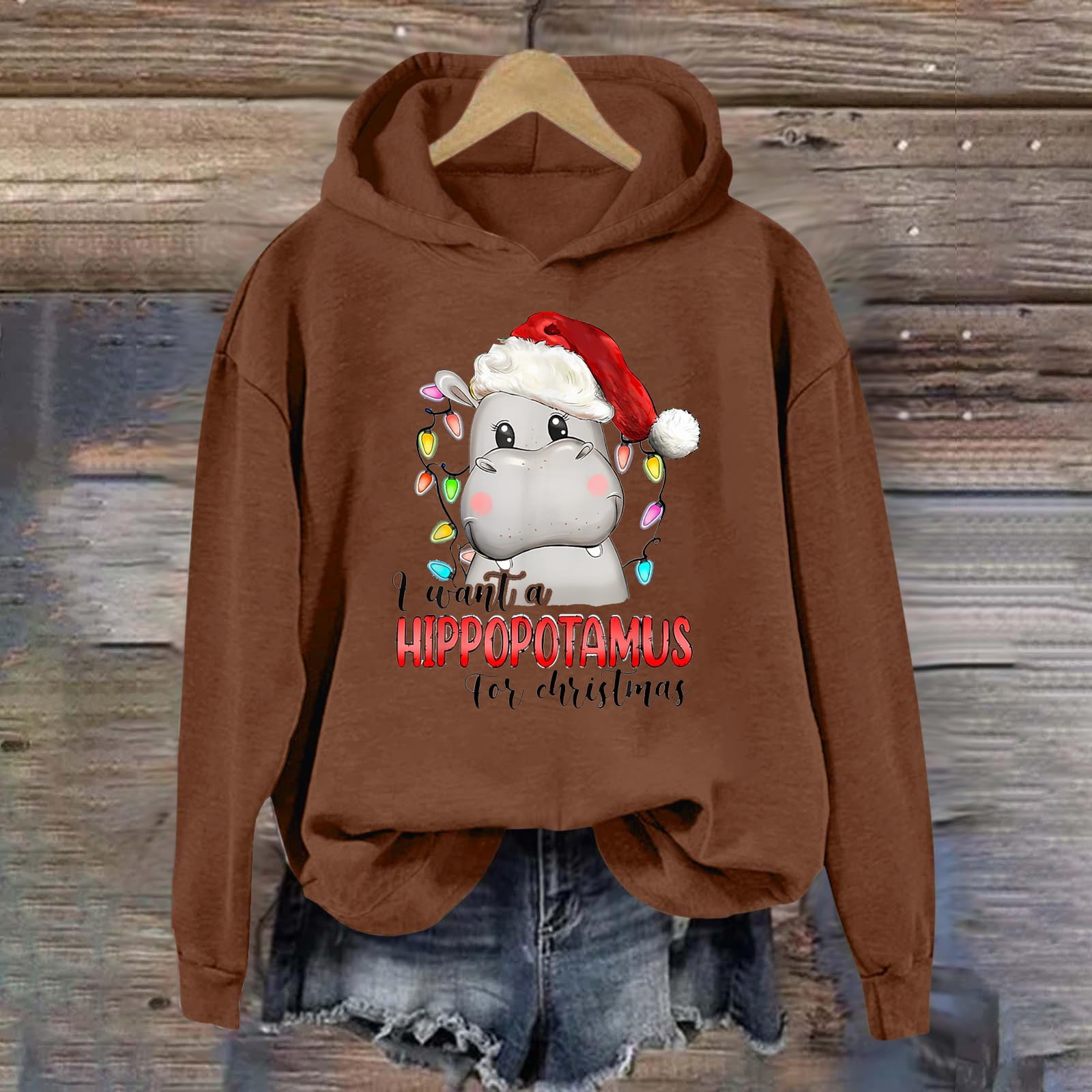 Christmas Sweatshirts for Women Lady I Want To Do A Hippo with A Tops ...