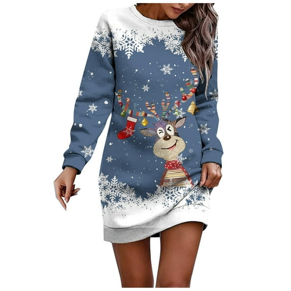 Christmas Sweatshirts for Women Print Fleece Long Sleeve Oversized ...