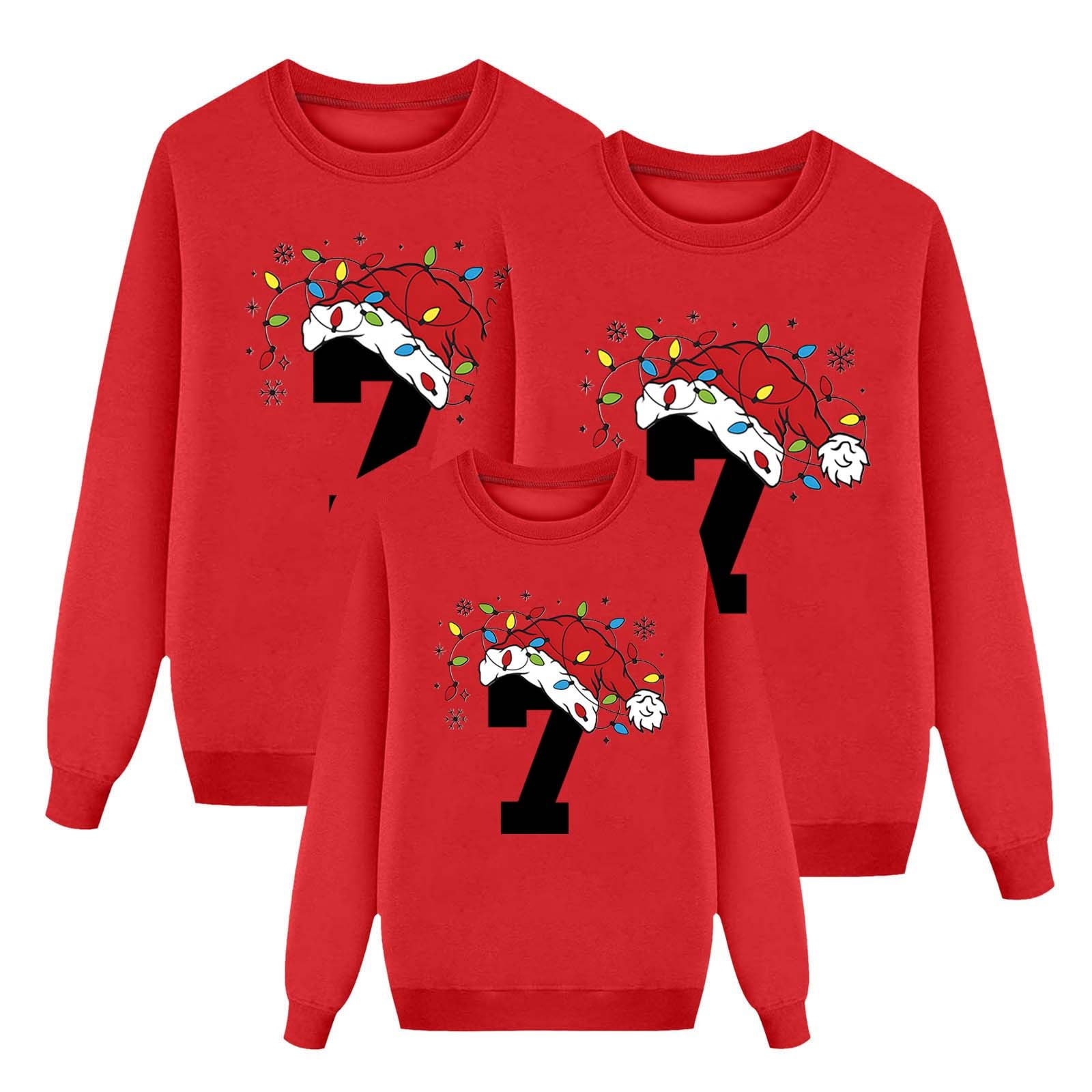 Christmas Sweatshirts for Women Round Neck Plus Velvet Parent Child ...