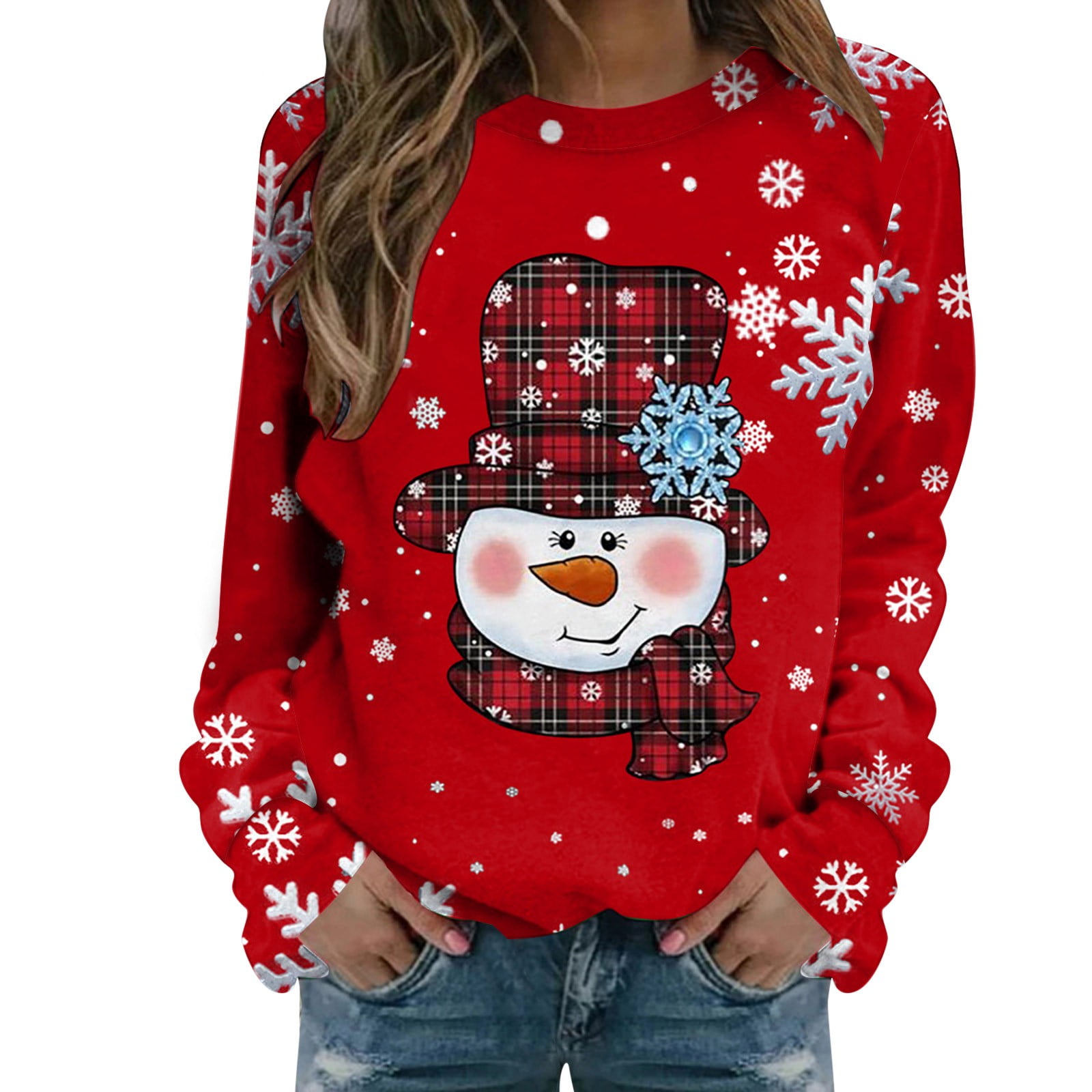 Christmas Sweatshirts for Women Sweaters Girls Long Sleeve Crewneck ...