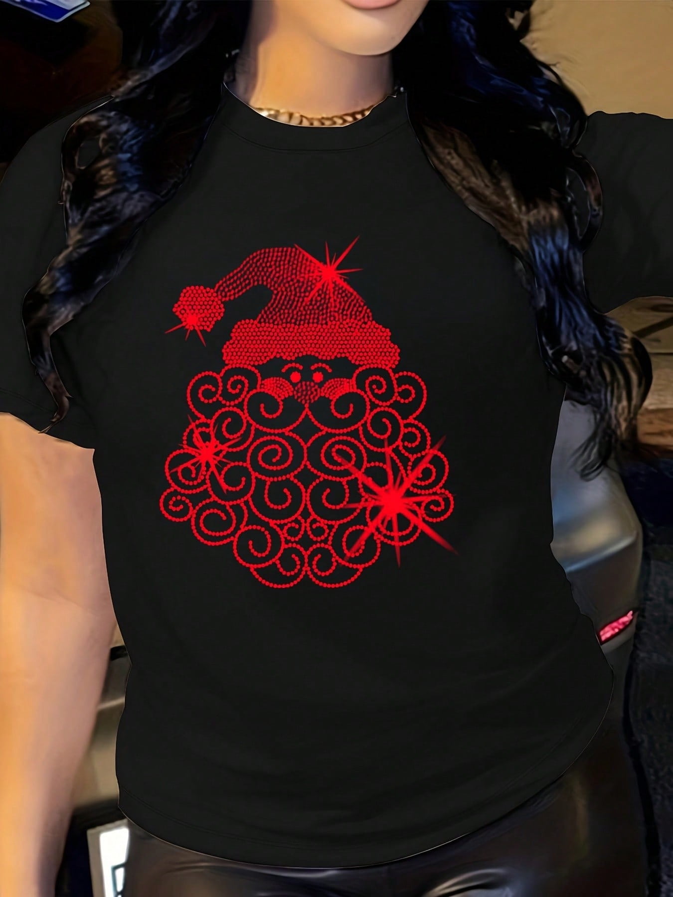 Christmas Swirly Santa Beard Rhinestone Mega Bling Shirt, Marry ...