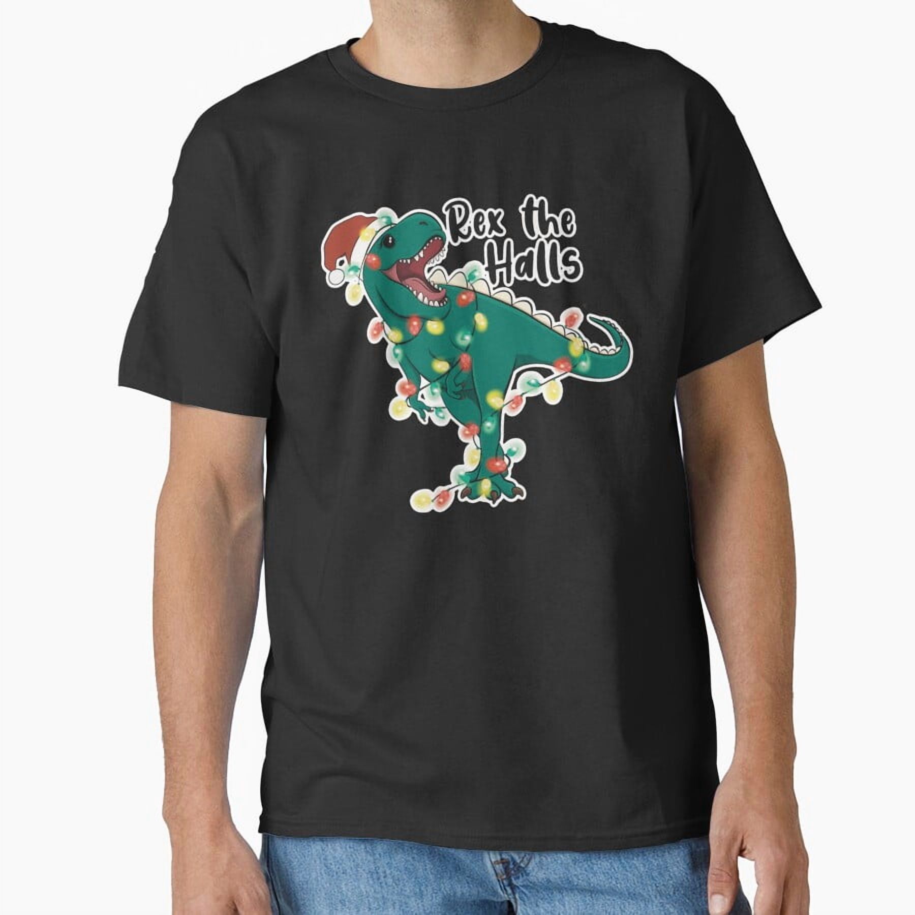Christmas T-Rex With A St. Nick Hat And A Present Funny Dinosaur ...