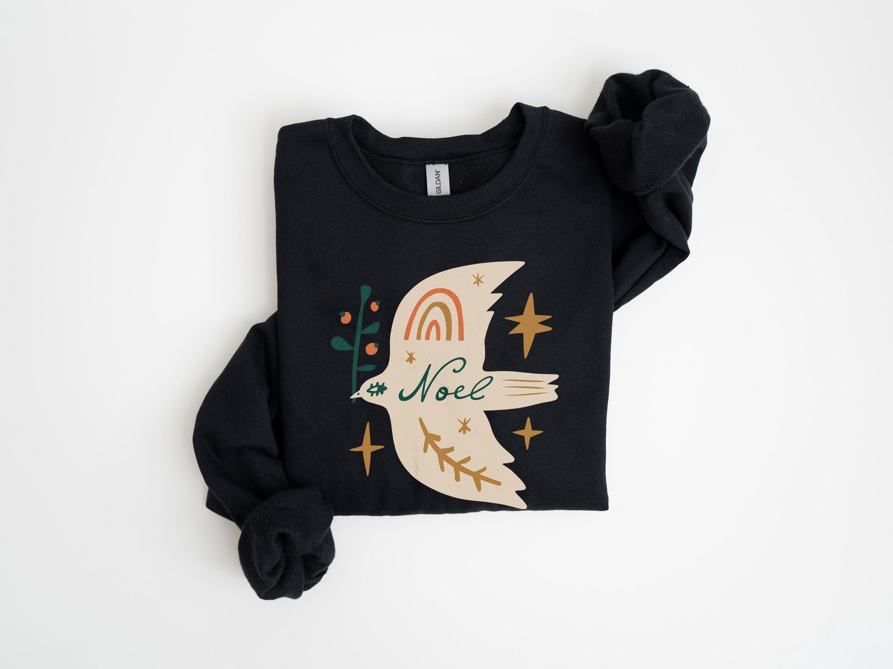 Christmas T-Shirt, Noel Crewneck, Peace Dove Shirt, Scandinavian Bird ...