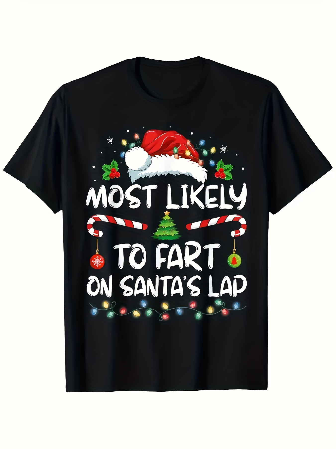 Christmas TShirt for Adults Most Likely to Fart on Santas Lap with ...