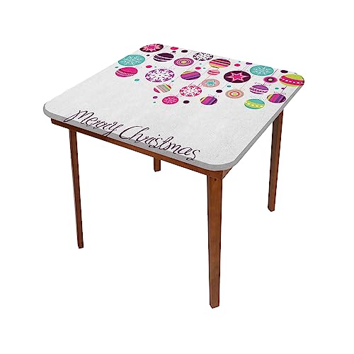 Christmas Table Cover Square, Colorful Graphic Baubles with Retro ...