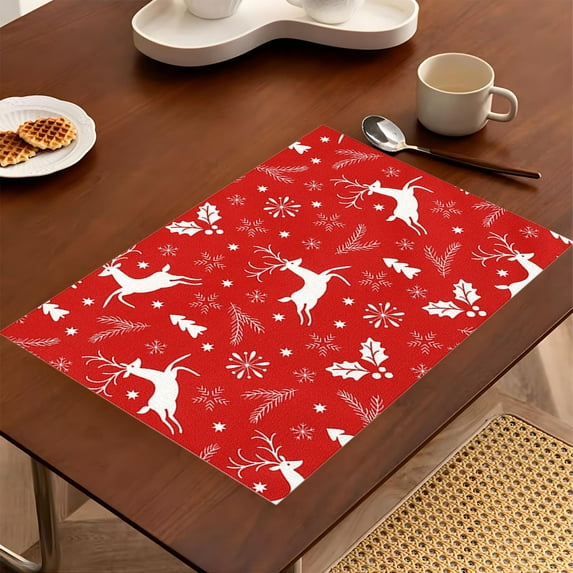 Christmas Table Decoration, Non Slip Placemat, Waterproof Insulated ...