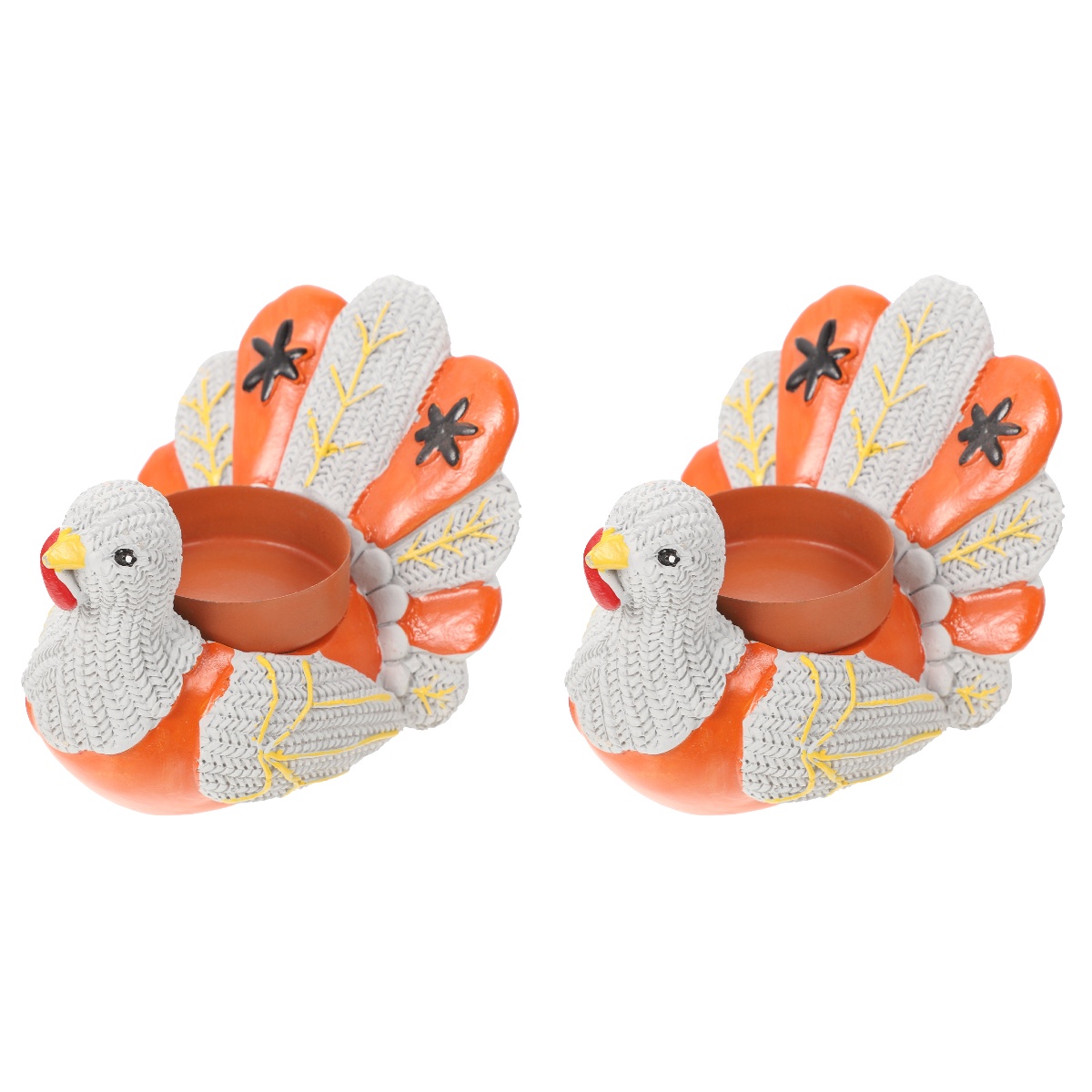 Christmas Table Decorations 2 Pack Resin Turkey Candle Holder Household ...