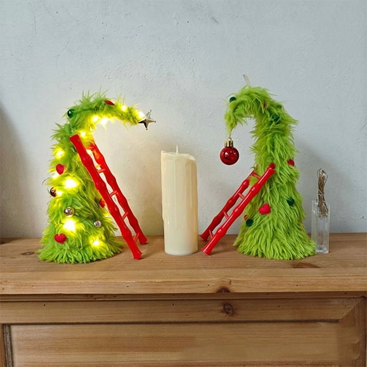 Christmas Table Decorations Bendable Green Plush Christmas Tree ...