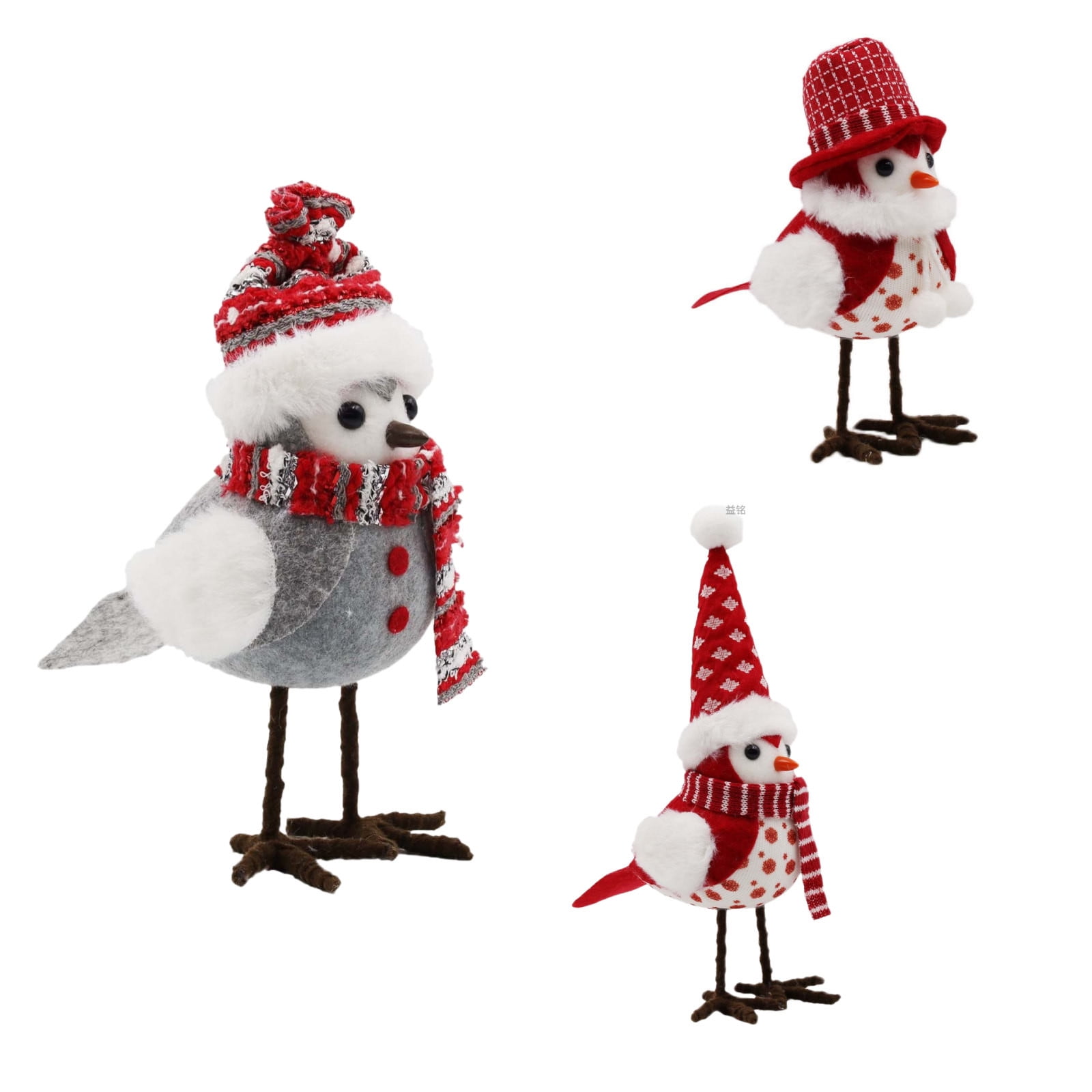 Christmas Table Decorations Birds Plush Christmas Bird Figurine Table ...