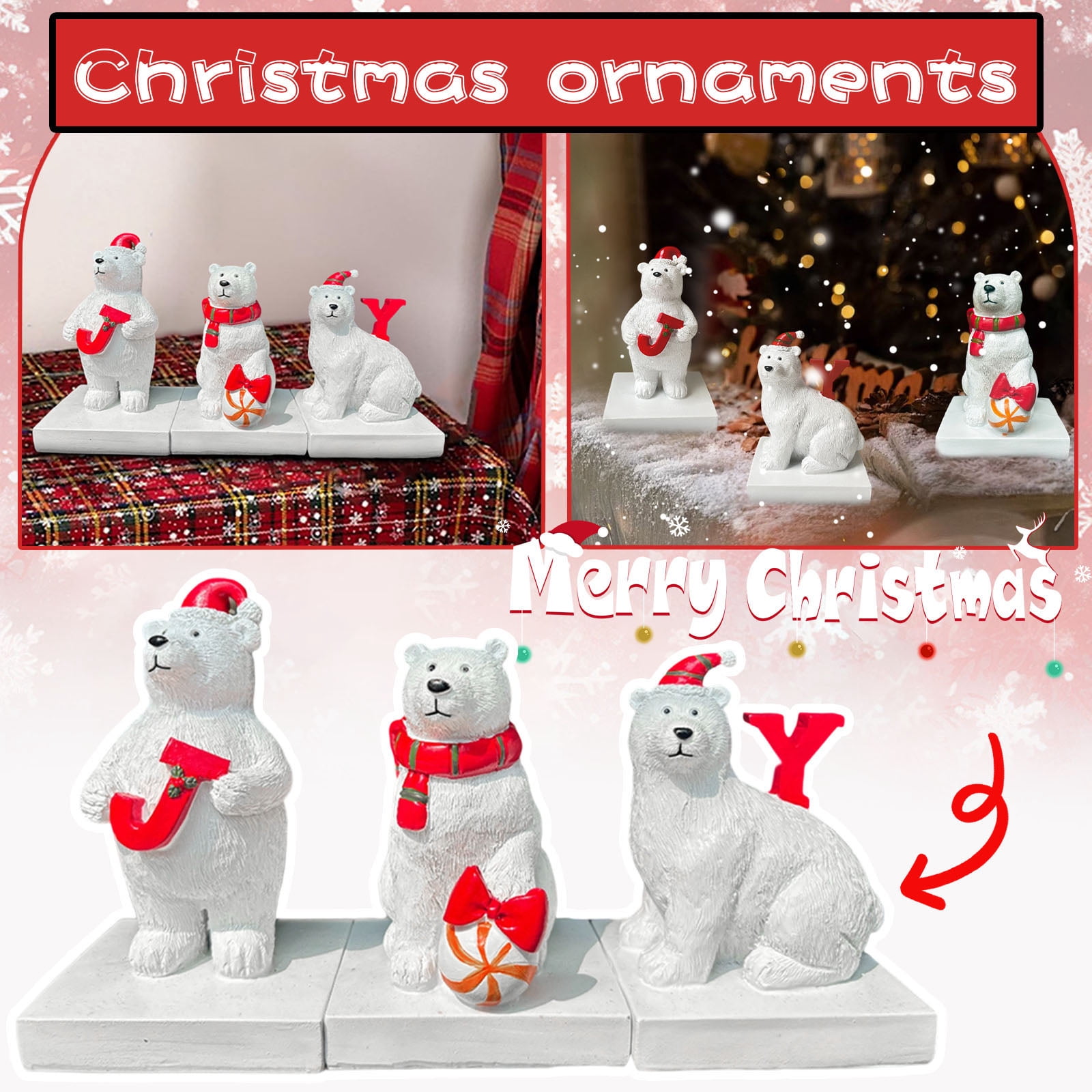 Christmas Table Decorations Christmas Polar Bear Garden Grizzly Bear ...