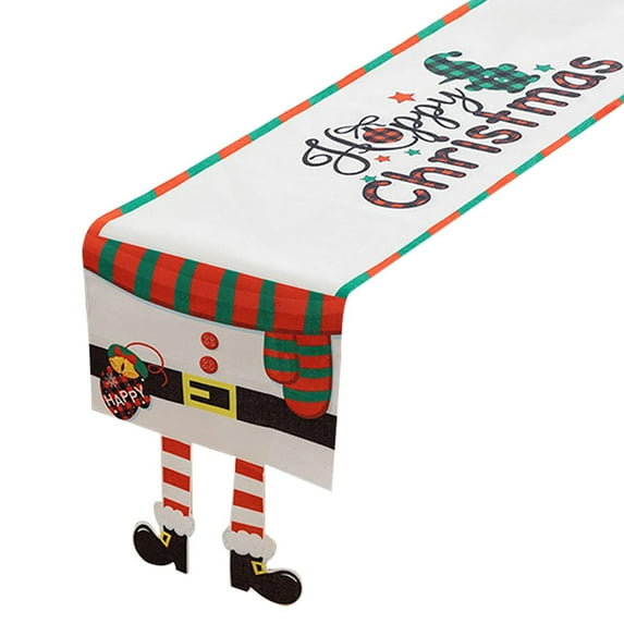 Christmas Table Flag Fabric Decorations Printed Tabletop Layout Table ...