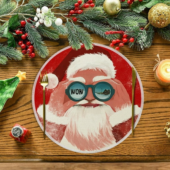 Christmas Table Mat, Holiday Dining Placemat with Heat Resistant Linen ...