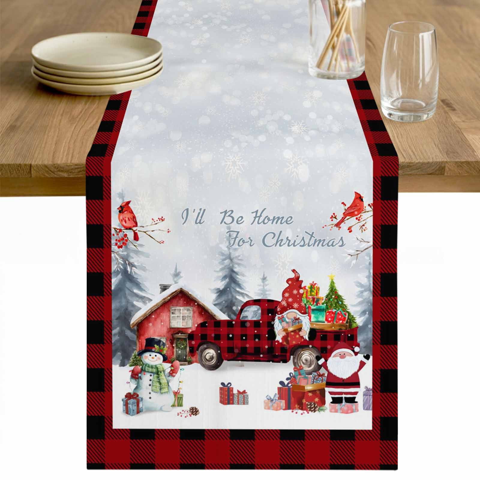 Christmas Table Runner 108 Inches Long Farmhouse Dress Scarves, Snowman ...