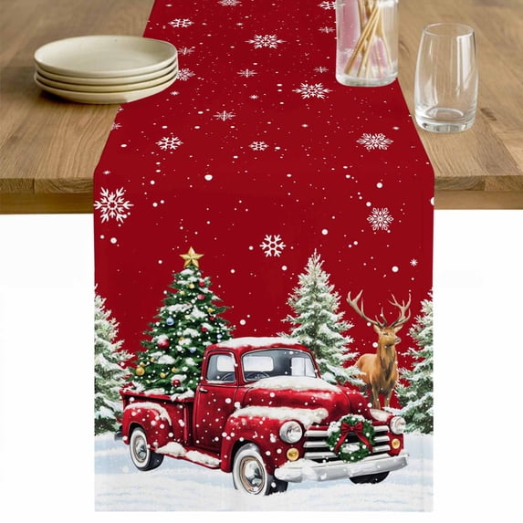 Christmas Table Runner 120 Inches Long Farmhouse Dress Scarves, Red ...