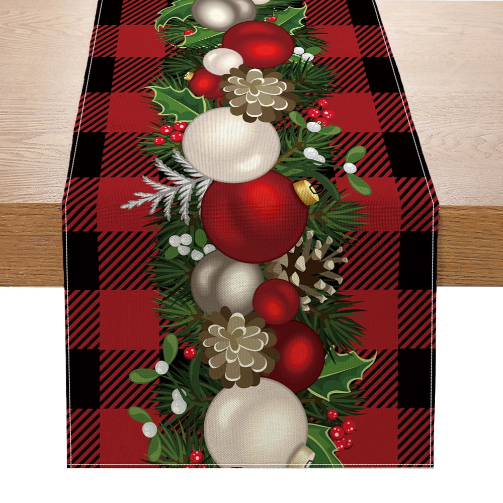 Christmas Table Runner 13"x72" Christmas Streamer Buffalo Check Plaid ...