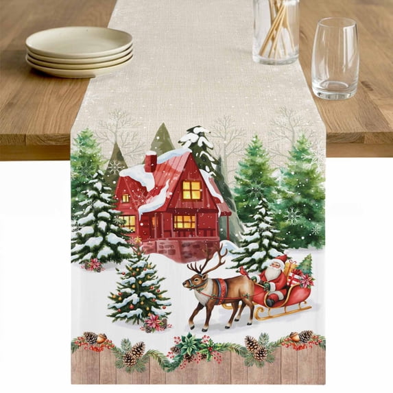 Christmas Table Runner 36 Inches Long Farmhouse Dress Scarves, Santa ...