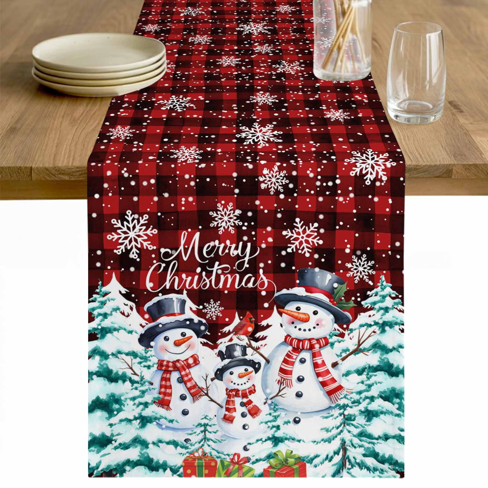 Christmas Table Runner 36 Inches Long Farmhouse Dress Scarves, Snowman ...