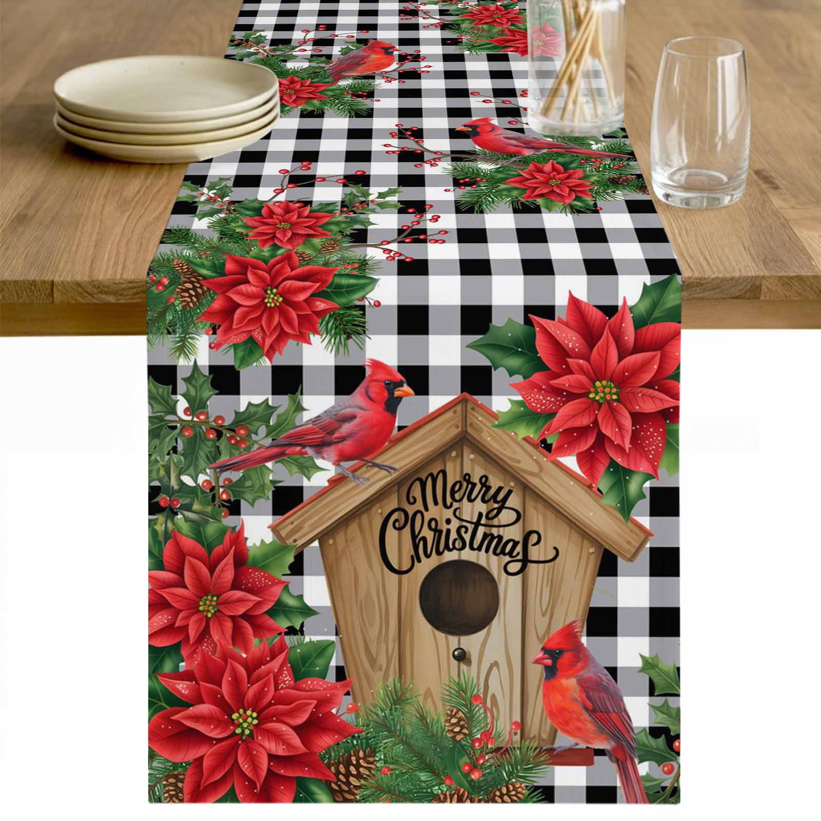 Christmas Table Runner 60 Inches Long Farmhouse Dress Scarves, Red ...