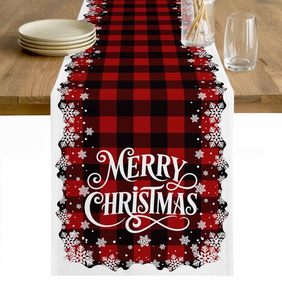 Christmas Table Runner 60 Inches Long Farmhouse Dress Scarves, Xmas Red ...