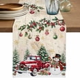 Christmas Table Runner 60 Inches, Xmas Snowman Truck Snowflake Tree ...
