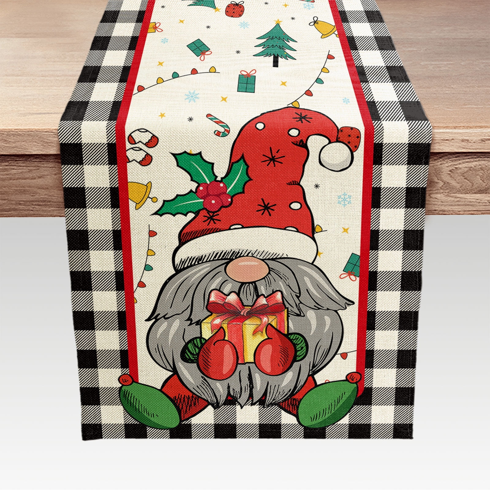 Christmas Table Runner 72 Inches Long, Buffalo Plaid Gnome Christmas ...