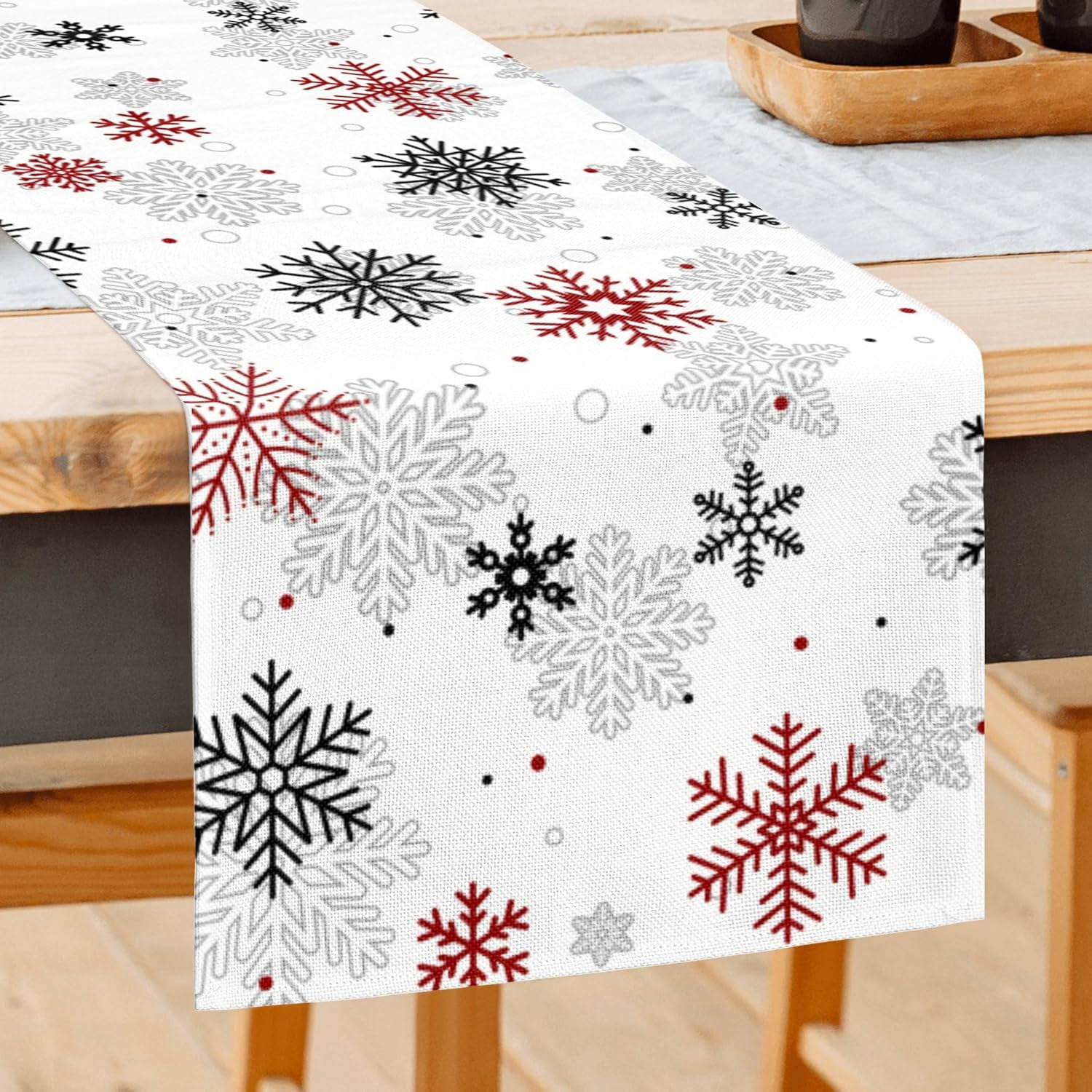 Christmas Table Runner 72 Inches Long Xmas Snowflakes Dining Table ...
