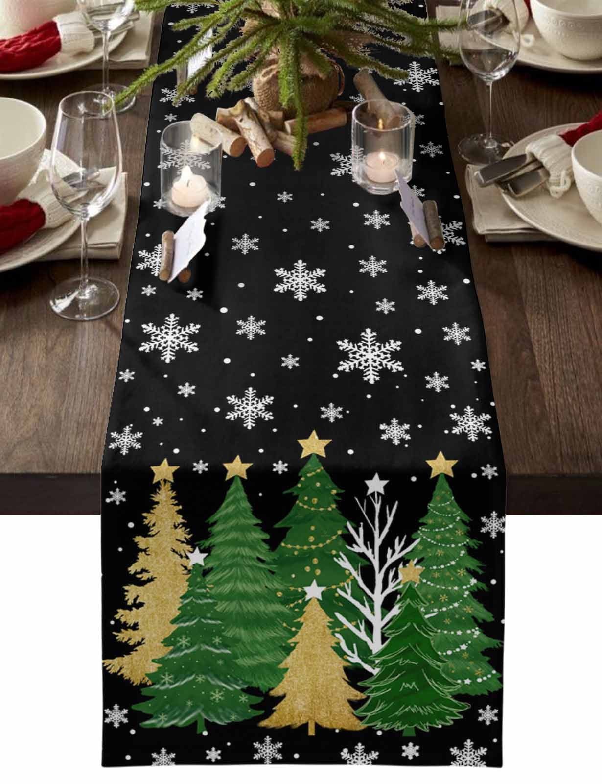 Christmas Table Runner Black Christmas Tree Table Runners Star ...