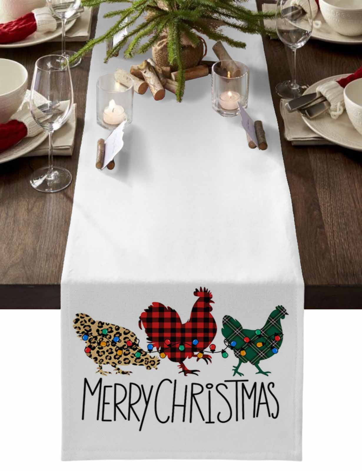 Christmas Table Runner Buffalo Plaid Chicken Table Runners Rooster Farm ...