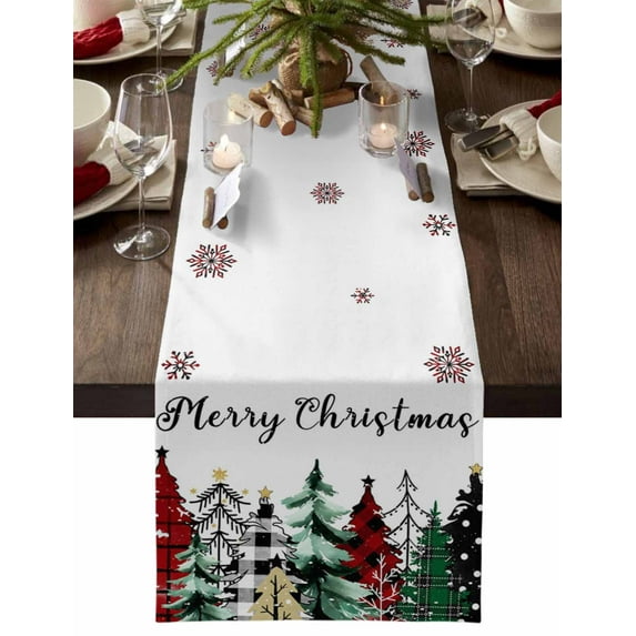 Christmas Table Runner Buffalo Plaid Xmas Tree Table Runners Forest ...