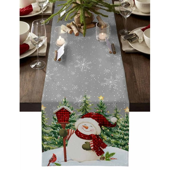 Christmas Table Runner Cardinal Bird Snowman Table Runners Star Xmas ...