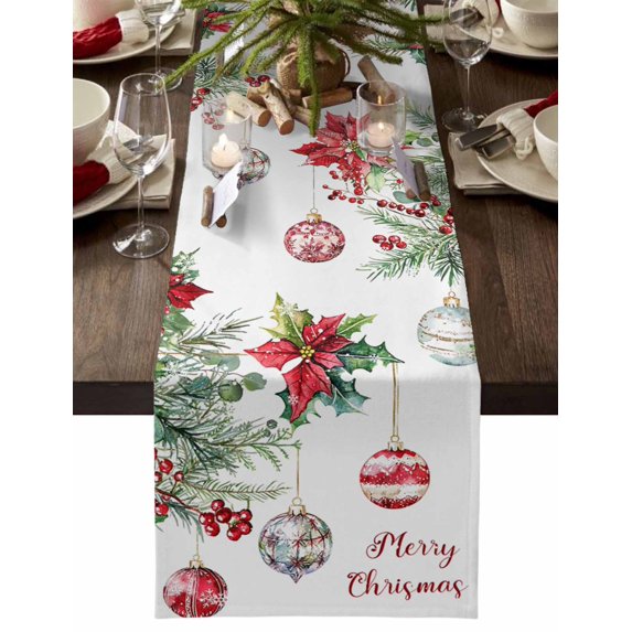 Christmas Table Runner Christmas Balls Table Runners Pine Tree Branch ...