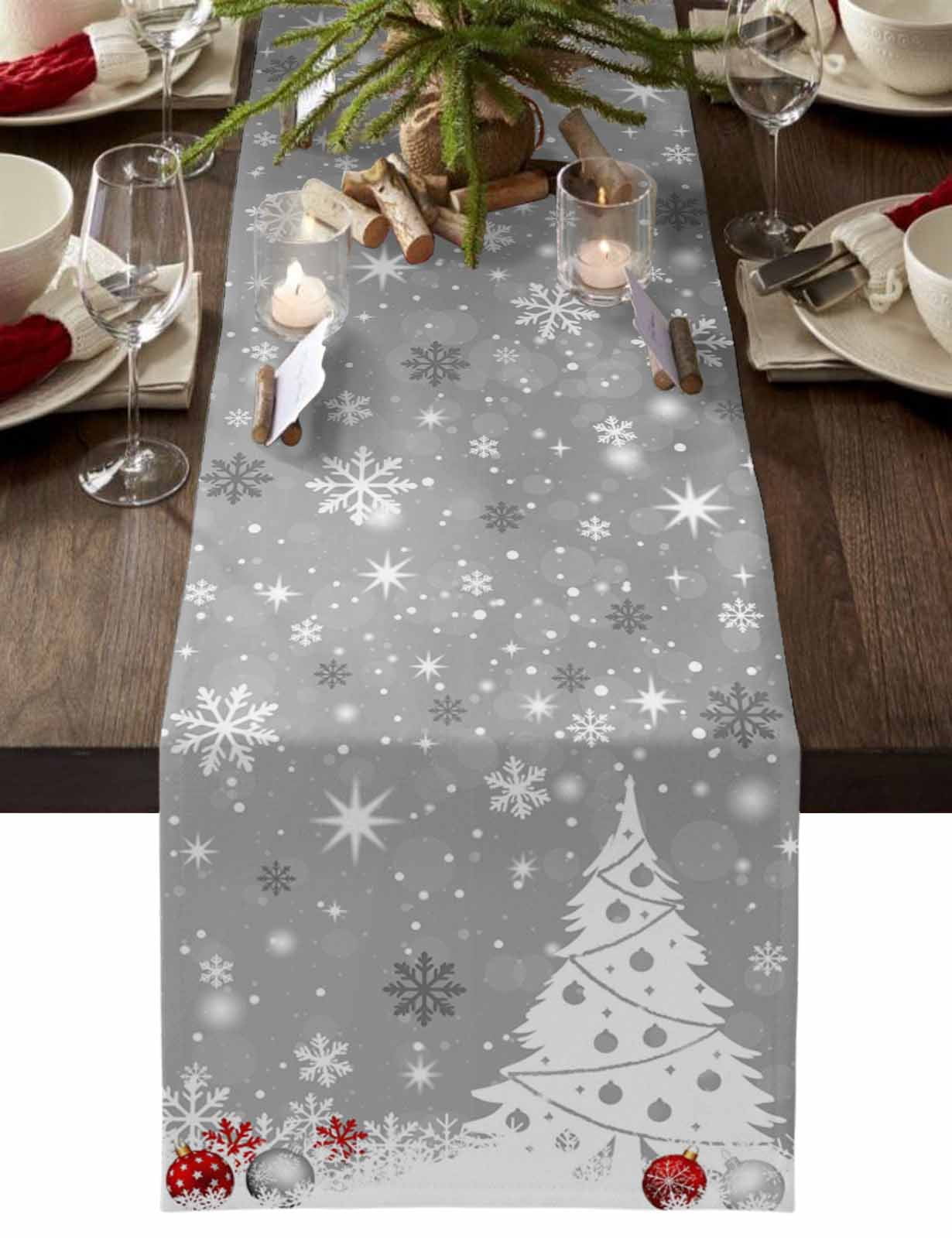 Christmas Table Runner Christmas Tree Balls Table Runners Grey Winter ...