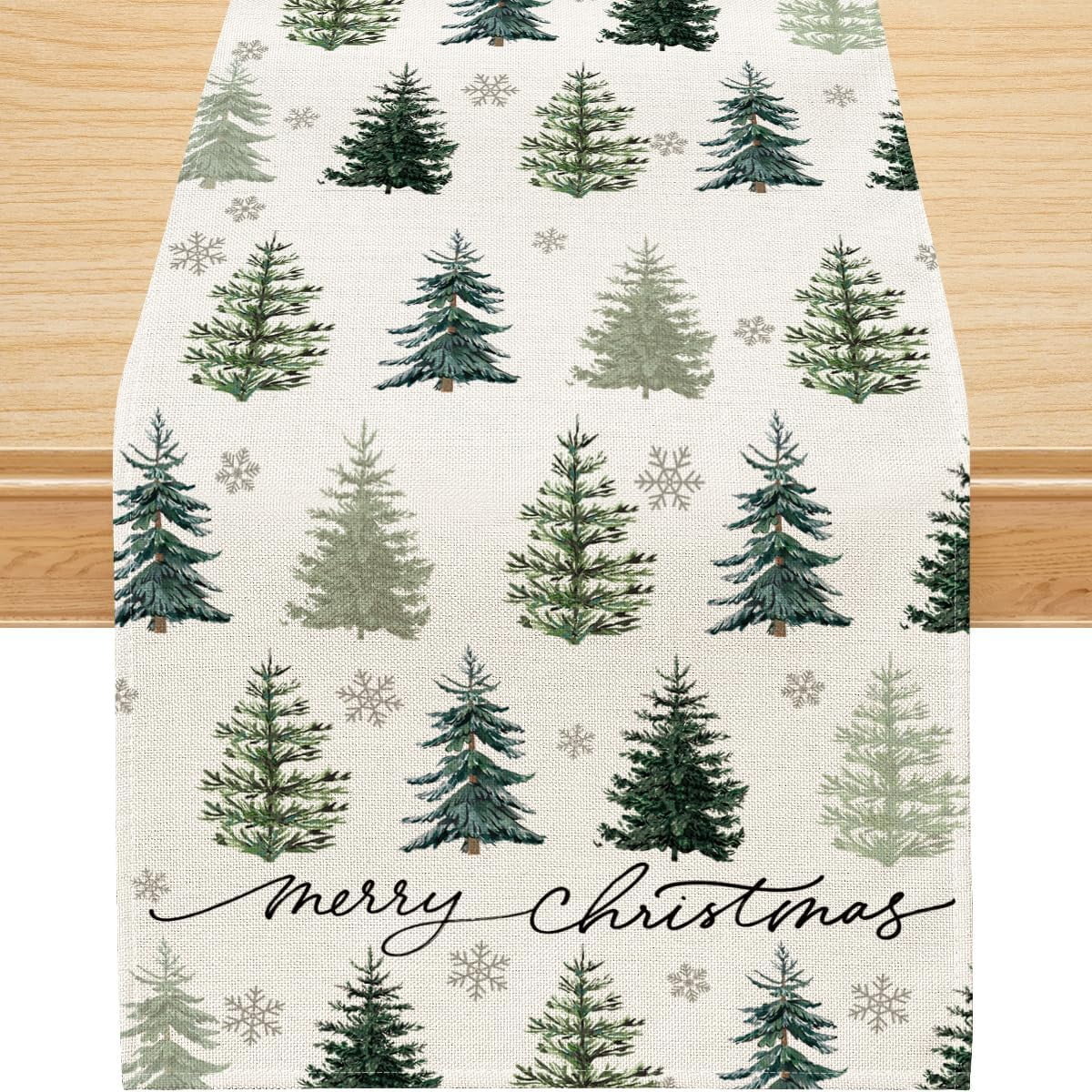 Christmas Table Runner, Christmas Tree Decorations Merry Christmas ...