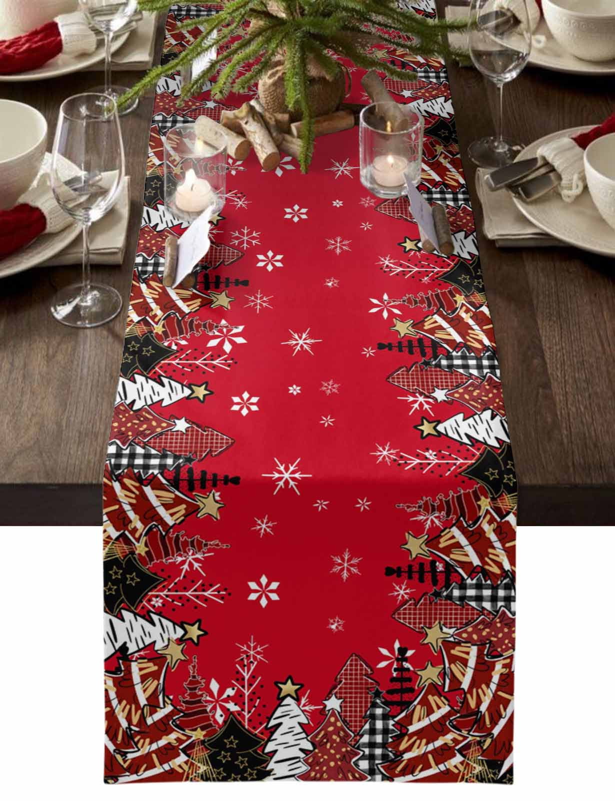 Christmas Table Runner Christmas Tree Forest Table Runners Red Buffalo ...
