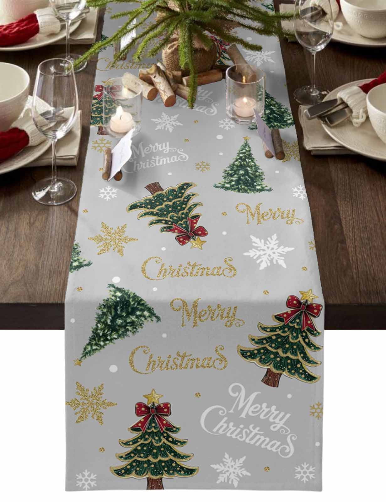 Christmas Table Runner Christmas Tree Table Runners Pine Tree Gold ...