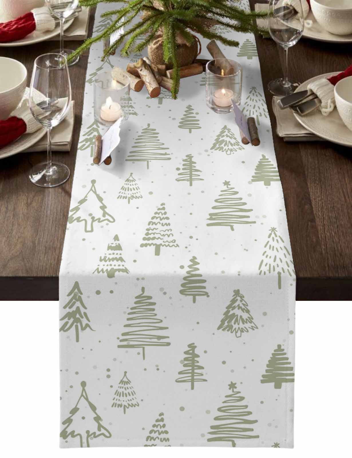 Christmas Table Runner Christmas Trees Table Runners Snow Winter Sage ...