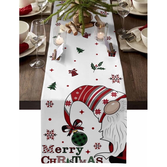 Christmas Table Runner Cute Gnome Table Runners Holly Berry Snowflake ...