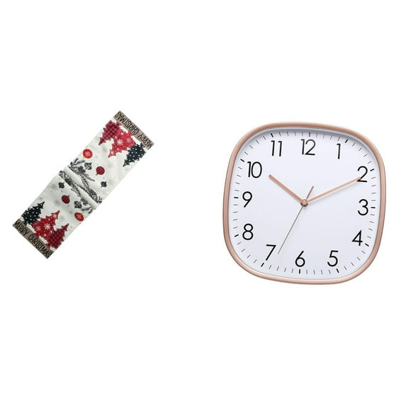 Christmas Table Runner Digital Wall Clock Farmhouse Decor Polyester ...
