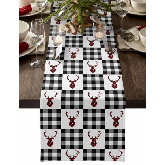 Christmas Table Runner Elk Deer Reindeer Table Runners Black Buffalo ...