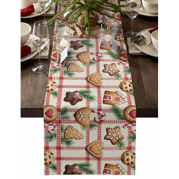 Christmas Table Runner Gingerbread Man Cookies Table Runners Pine ...