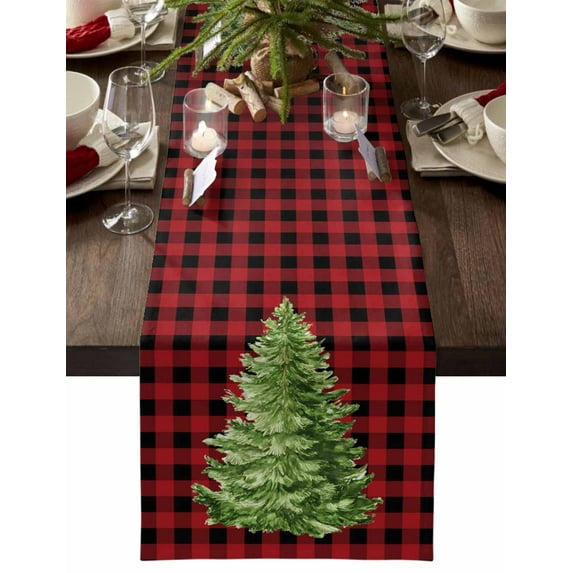 Christmas Table Runner Green Christmas Tree Table Runners Red Black ...