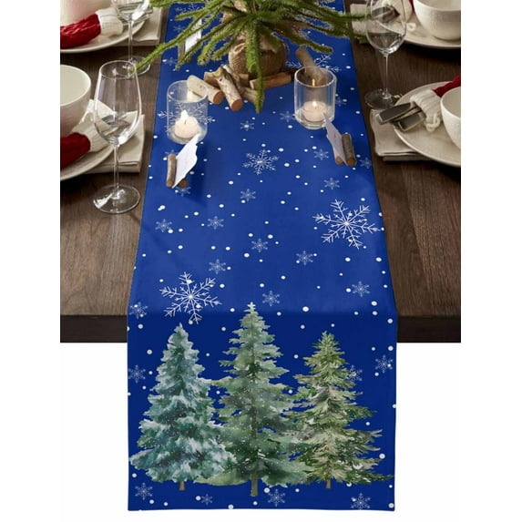 Christmas Table Runner Green Christmas Tree Table Runners Snowflake ...