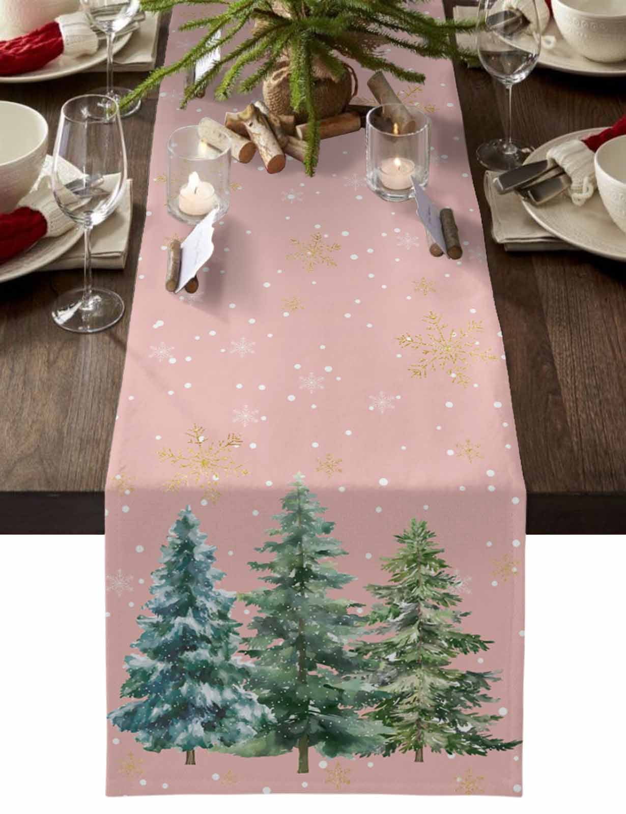 Christmas Table Runner Green Christmas Tree Table Runners Snowflake ...
