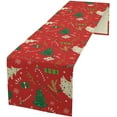 Christmas Table Runner Green Fir Tree Gift Pattern Table Runner Table ...
